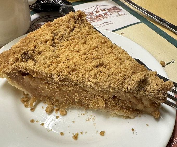Not all apple pies are created equal. This crumb-topped masterpiece has clearly attended the advanced class in comfort dessert engineering.
