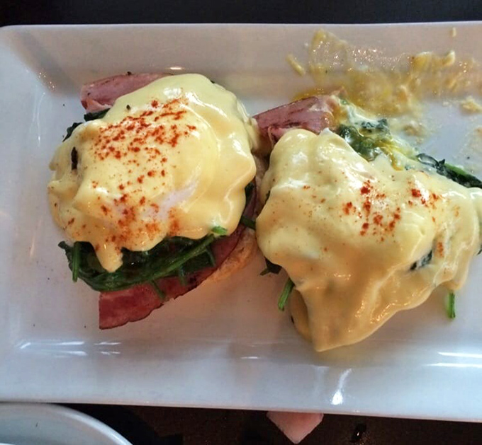 Eggs Benedict: where hollandaise becomes a silky yellow superhero, rescuing ordinary English muffins and transforming them into breakfast royalty.