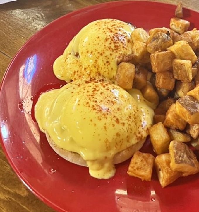 Eggs Benedict that would make the Pope jealous. Those home fries aren't just a side dish&mdash;they're tiny, golden-brown flavor bombs waiting to detonate on your taste buds.