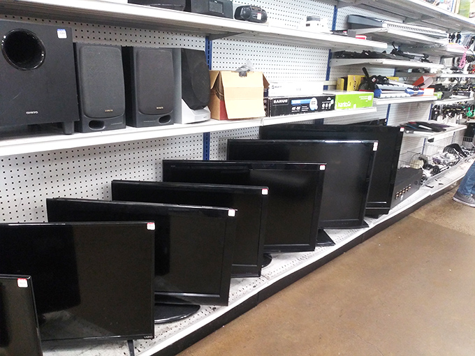 Television technology through the ages lines up like an electronic family reunion, from flat screens to models that remember the '90s.