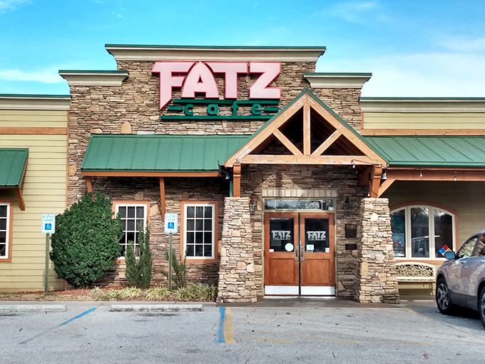 Fatz Cafe's rustic stone facade promises comfort food that sticks to your ribs and memories that stick to your heart&mdash;the architectural equivalent of a warm hug.