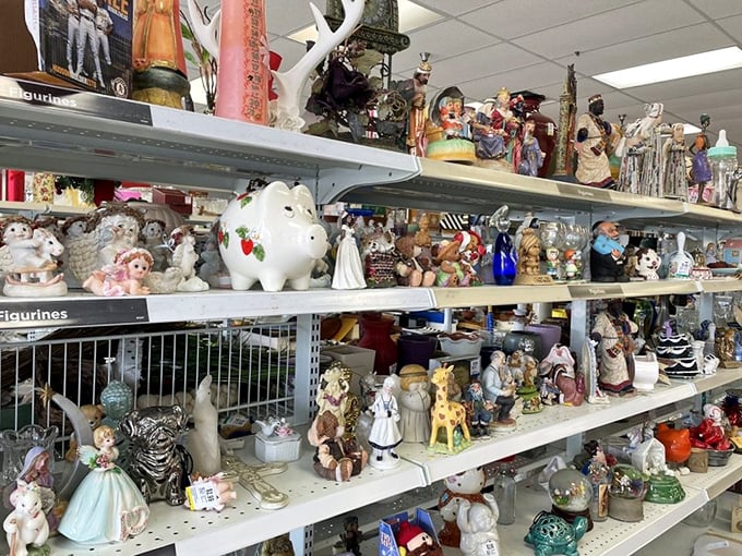 The figurine section: where porcelain memories and ceramic dreams find new homes. This collection could either charm your guests or haunt their nightmares.