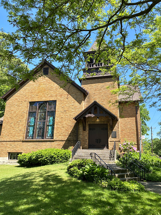 This historic brick church has witnessed generations of Saugatuck stories, its stained glass windows filtering sunlight the way time filters memories.