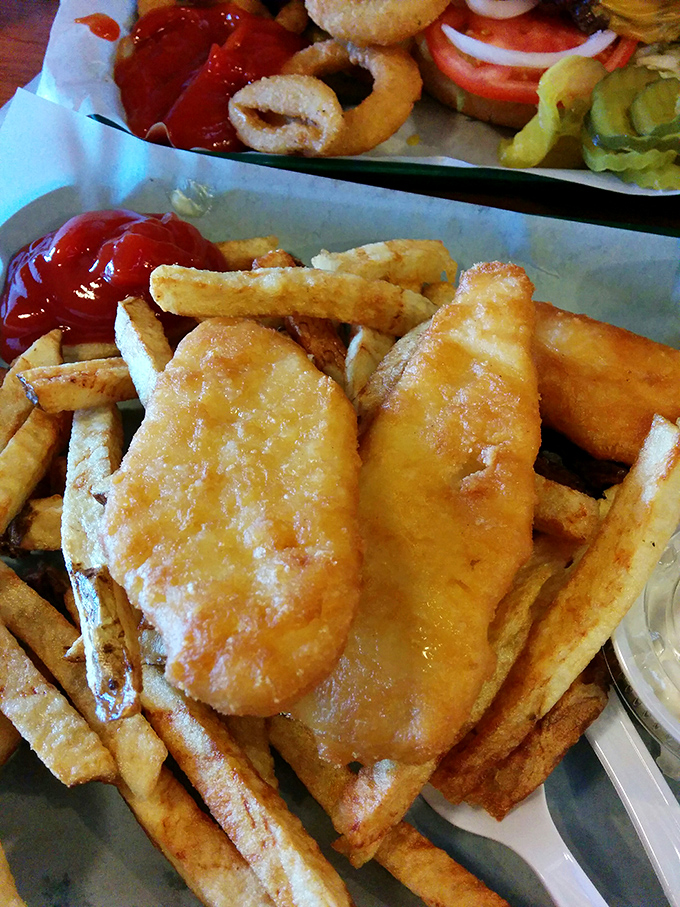 Golden-battered halibut that would make coastal fish shacks jealous. Proof that sometimes the best seafood is found miles from the ocean.