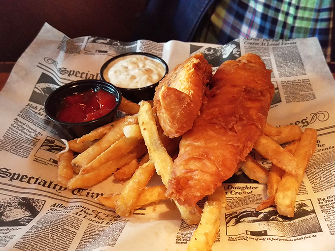 Golden-battered fish that shatters with each bite, served atop a newspaper&mdash;because good news travels fast when it's this delicious.