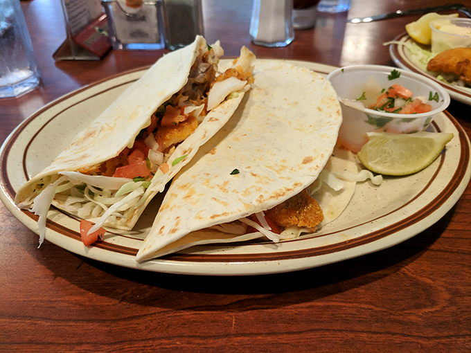 Fish tacos done right&mdash;simple, fresh, and uncluttered. The lime wedge isn't a suggestion; it's the key that unlocks the flavor vault.