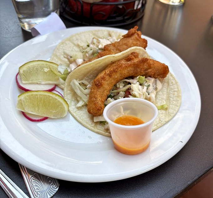 Fish tacos that strike the perfect balance between crispy and tender—like the culinary equivalent of finding a parking spot right in front of your destination.