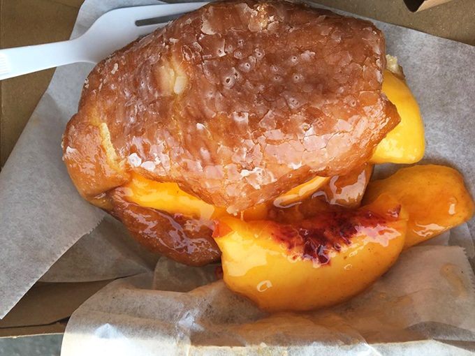 The peach donut: summer captured in a handheld format, where every bite triggers memories of childhood picnics and first kisses.