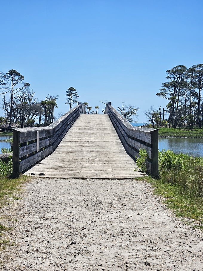 This wooden bridge doesn't just connect two pieces of land&mdash;it's a portal between everyday life and coastal tranquility. 