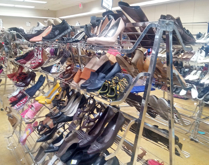 Footwear for every occasion, because apparently people donate perfectly good shoes faster than they donate their outdated opinions.