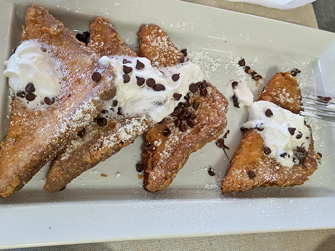 French toast that doesn't just whisper "good morning"&mdash;it belts out a Broadway musical. The whipped cream and chocolate chips are the standing ovation.