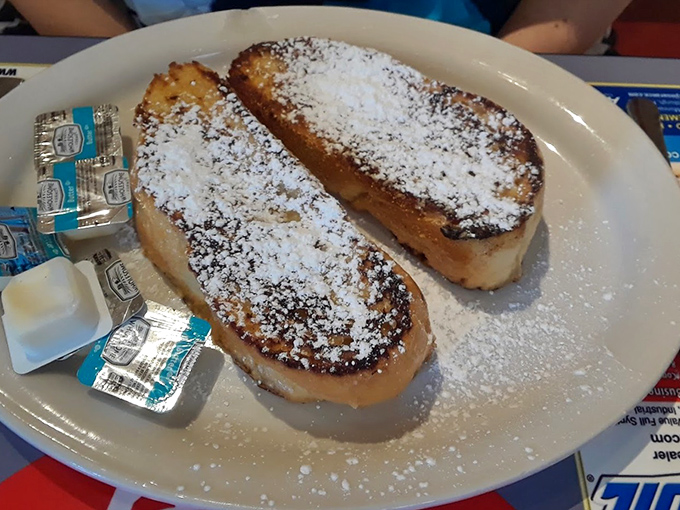 French toast so perfectly dusted with powdered sugar it looks like winter's first snowfall on the Allegheny Mountains&mdash;but tastes considerably better.