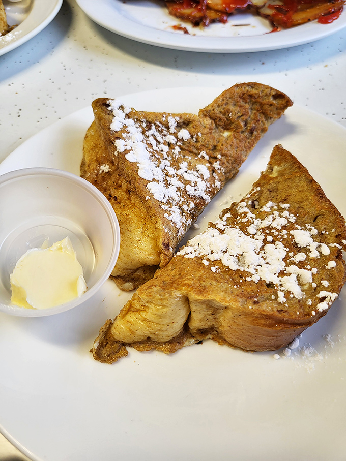 French toast that doesn't need a filter &ndash; just powdered sugar, butter, and the promise that breakfast foods solve most of life's problems.