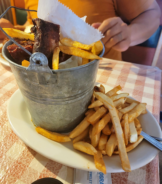 Golden fries standing at attention, ready to soak up every drop of barbecue glory.