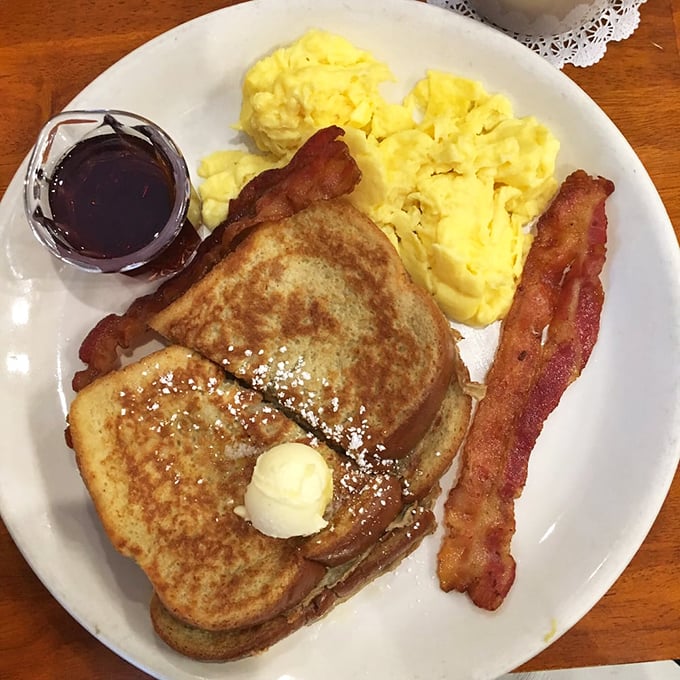 French toast that's achieved celebrity status&mdash;golden, custard-soaked, and powdered with sugar snow that melts into every heavenly bite.