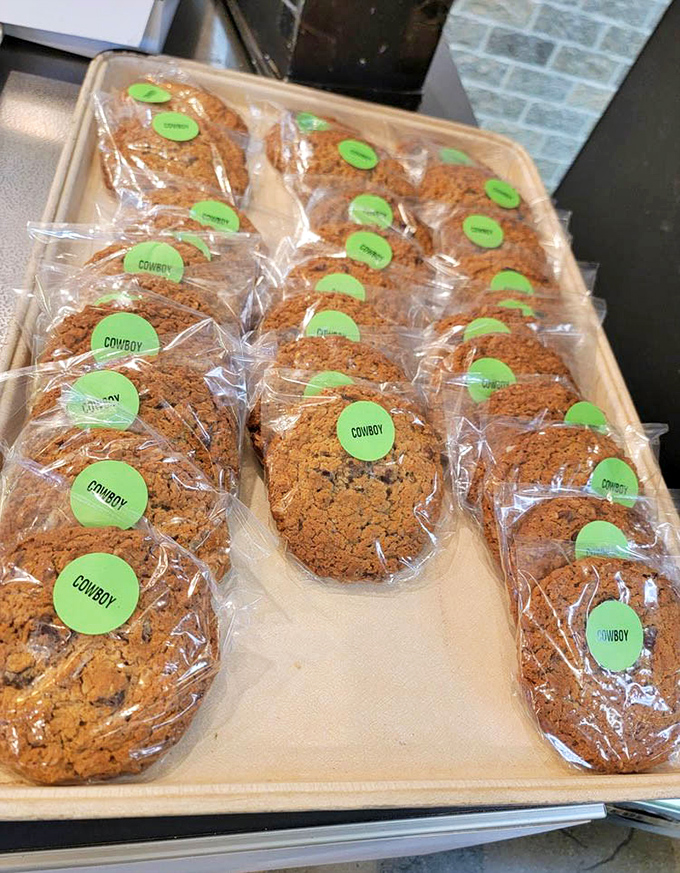 Those cowboy cookies wrapped individually are like edible care packages, ready to ride off into your lunchbox or afternoon snack time.