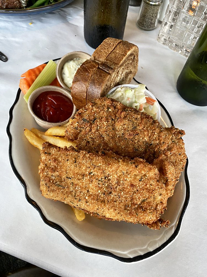 That Friday fish fry coating achieves a golden crunch that would make any Wisconsin grandmother nod with approval and pride.