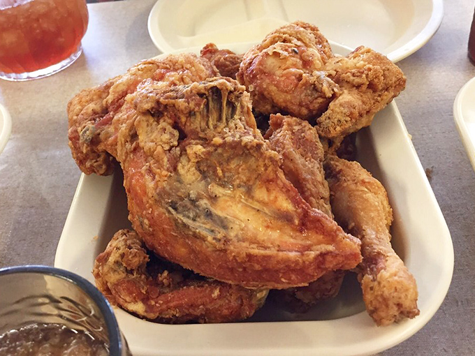 Fried chicken so perfectly golden it belongs in Fort Knox. Each piece offers that sacred trinity of crispy, juicy, and "why-can't-I-make-this-at-home" deliciousness.