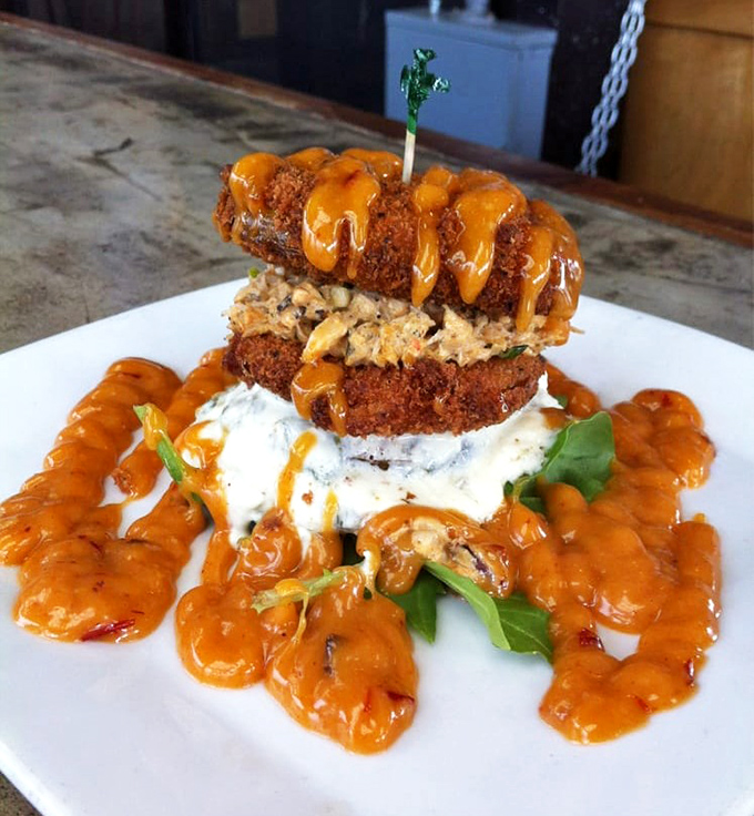 Fried green tomatoes that would make Fannie Flagg proud, topped with enough pimento cheese to make any Southerner swoon.