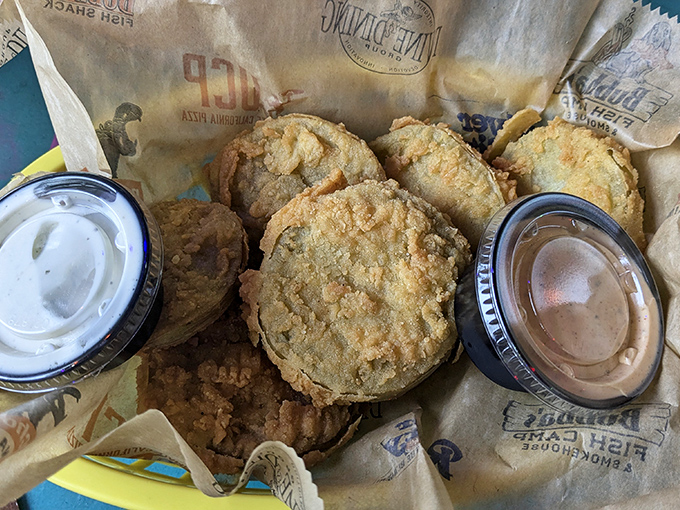 Fried green tomatoes &ndash; where tangy fruit meets crispy coating in that magical Southern alchemy that transforms simple ingredients into something transcendent.