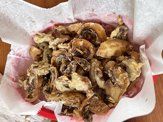 Golden-fried mushrooms that crunch like nature's popcorn&mdash;the perfect opening act before the meaty main event steals the show.