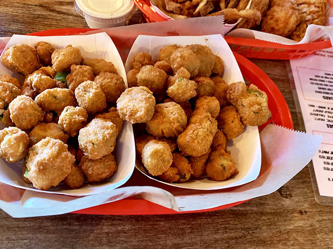 Golden nuggets of Southern joy. These fried okra bites solve the eternal Southern dilemma: how to make vegetables taste like a guilty pleasure.