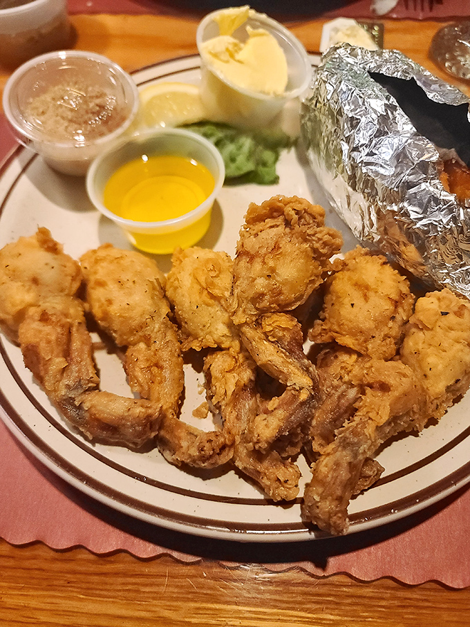 Fried frog legs&mdash;the dish that always prompts someone at the table to say, "Tastes like chicken!" before discovering it's actually better than most chicken they've had.