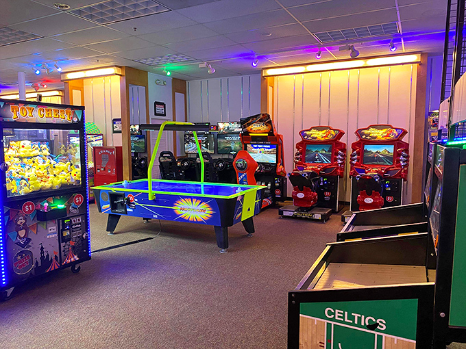 Vintage arcade games glow with nostalgic promise, ready to steal quarters and hearts in equal measure.