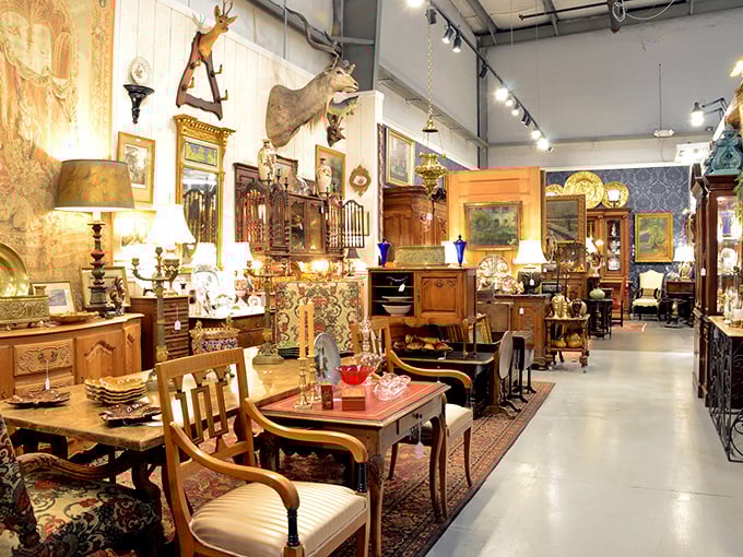 Elegant antique furniture arranged like a period film set &ndash; just add candlelight and you're in a Jane Austen novel.