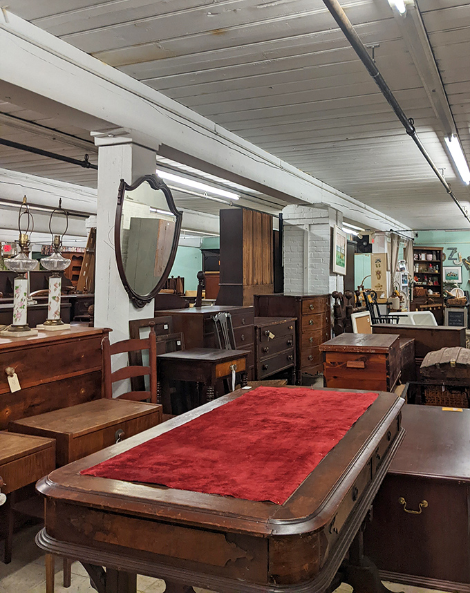 Furniture with history: each drawer, mirror, and table edge tells stories of the hands that crafted and loved them.
