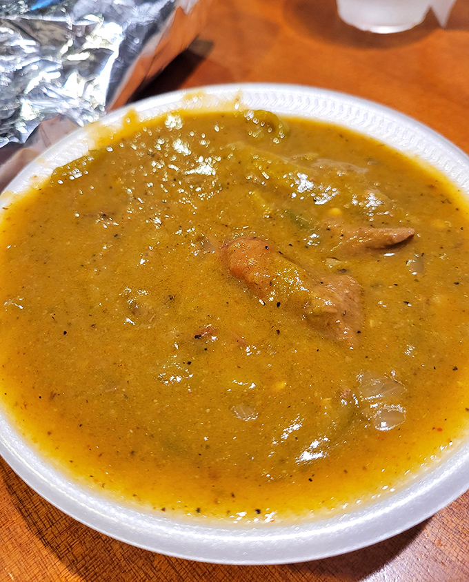 The green chile stew simmers with stories of the Southwest. Each spoonful delivers warmth that goes beyond temperature.