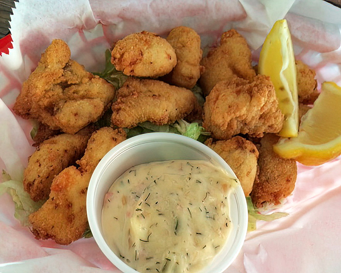 Golden-fried grouper bites that crunch like your footsteps on a perfect beach. The dipping sauce is just showing off at this point
