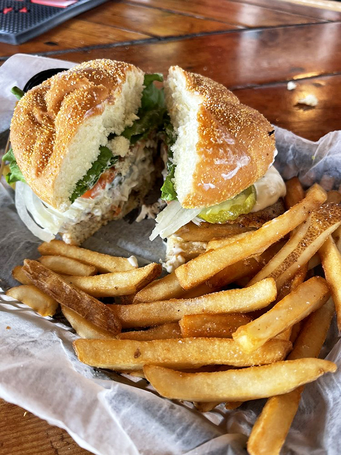 This grouper sandwich on a sesame roll is what Florida dreams are made of, one flaky bite at a time.