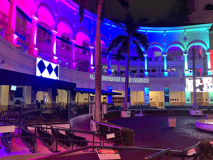 Beyond the mythological drama outside sits Gulfstream Park Casino, where visitors try their luck after being inspired by Pegasus's victory stance.