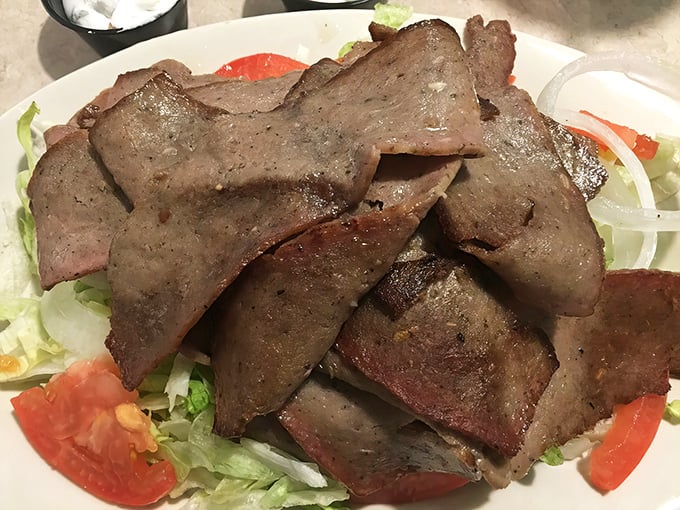 This gyro salad is what happens when someone says, "I should eat healthy," but can't abandon deliciousness.