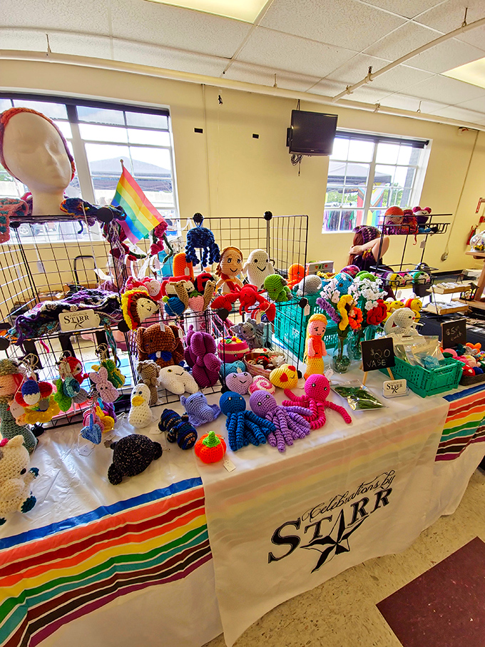 Handcrafted whimsy in every direction! These colorful crocheted creatures are what happens when grandma's skills meet modern imagination.