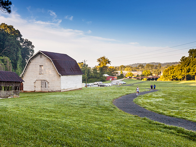Harrison Park's white barn stands as a reminder that before Instagram filters, buildings naturally aged into this kind of photogenic perfection.