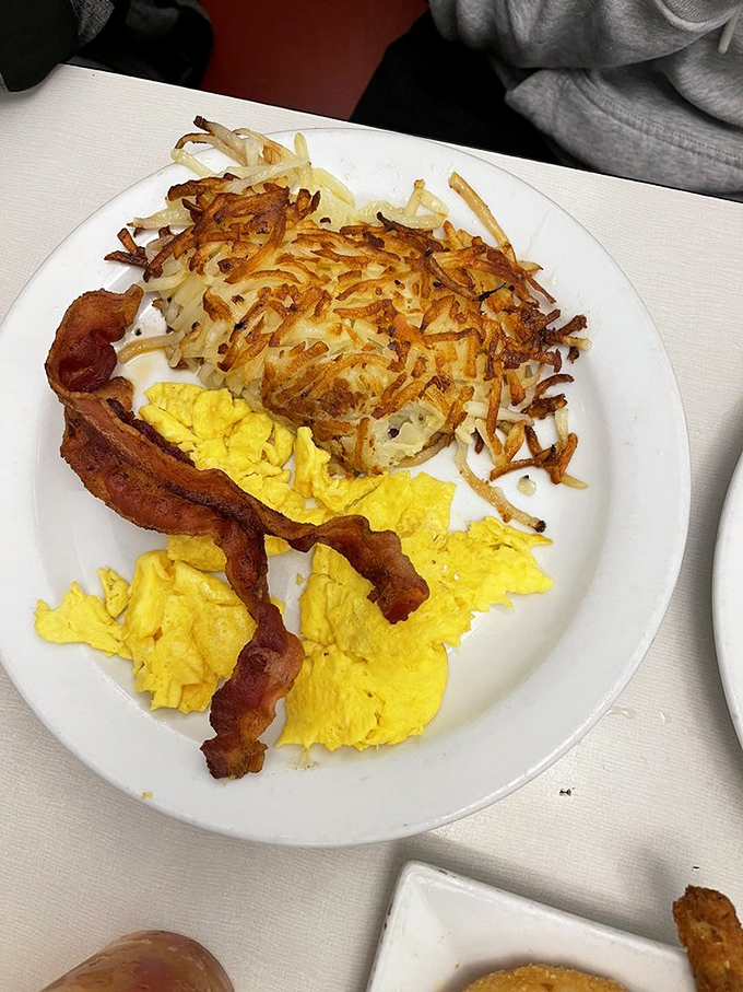 Crispy hash browns, fluffy eggs, and bacon that stands at attention&mdash;the breakfast trifecta that makes mornings worth facing.