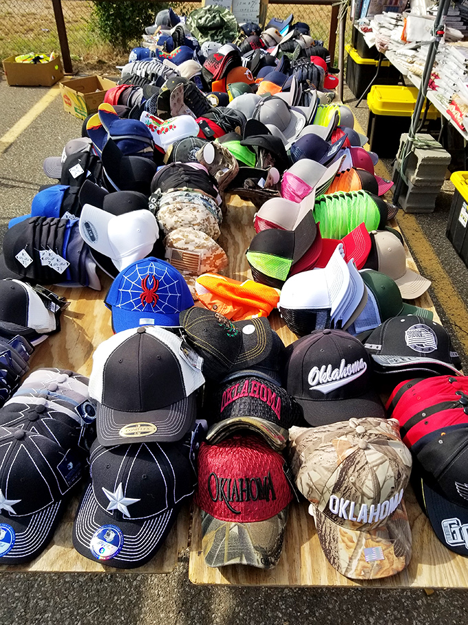 Hat nirvana! From Oklahoma pride to camouflage cool, this headwear buffet offers something for every noggin in the Sooner State.