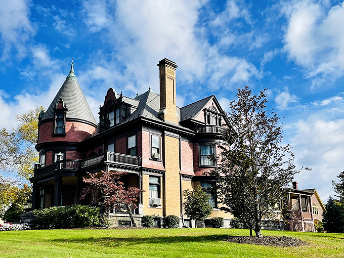 The Hotchkiss-Fyler House stands Victorian and proud, a architectural time capsule from Torrington's industrial heyday.