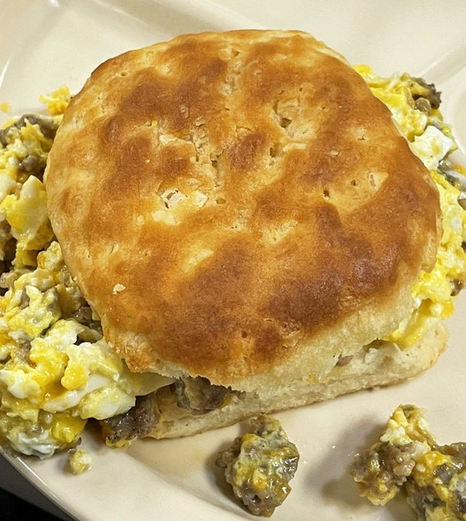 The breakfast sandwich that launched a thousand food pilgrimages &ndash; a fluffy biscuit cradling eggs and sausage in perfect harmony.