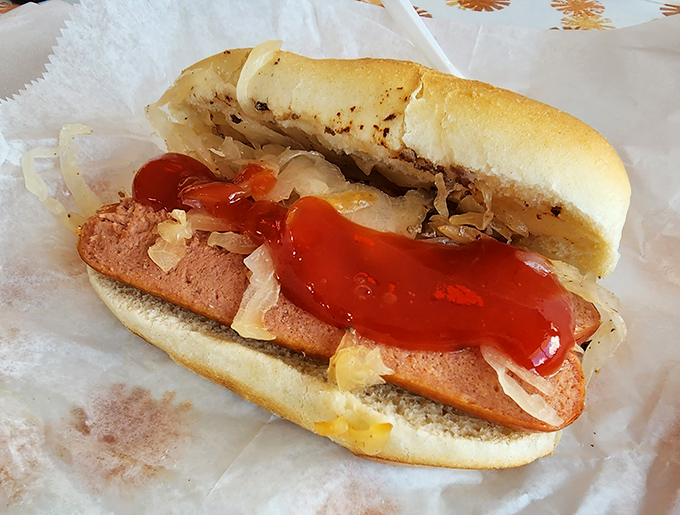 Not just any hot dog—this is the kind that makes you question why you ever bothered with fancy food when simple pleasures taste this good.
