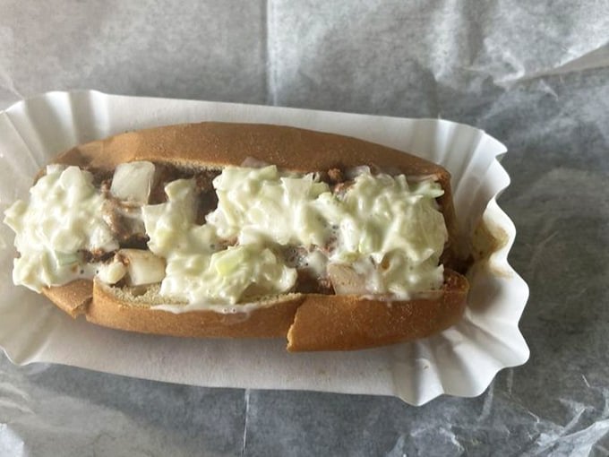 The chicken salad sandwich - creamy, chunky, and generous - makes brown-bag lunches everywhere hang their heads in shame.