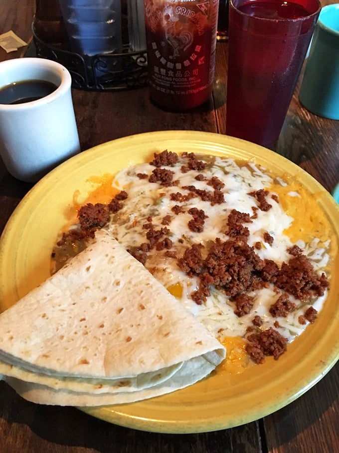 Breakfast with attitude&mdash;melted cheese blankets these huevos rancheros like a warm Wyoming sunrise, with tortillas standing by for the perfect bite.