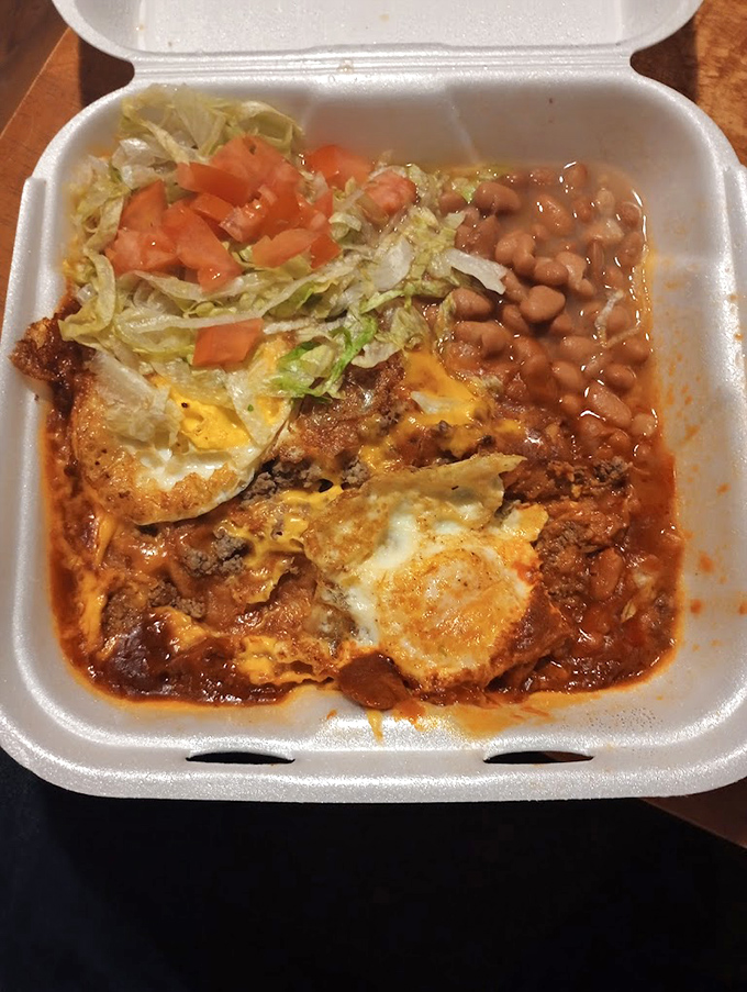 Huevos rancheros with a side of beans&mdash;breakfast that fuels desert adventures and cures what ailed you last night.