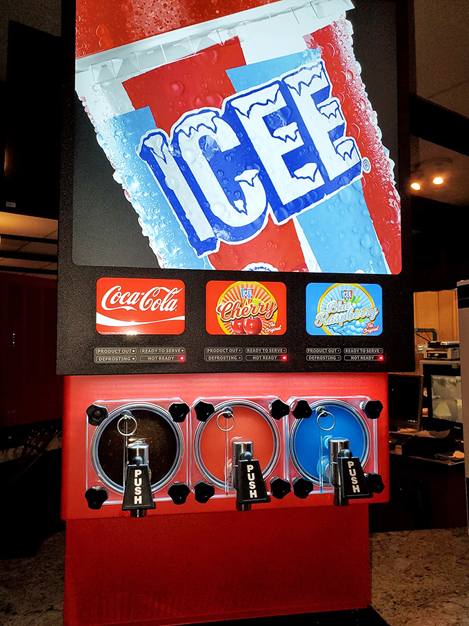 The ICEE machine stands as a frozen beacon of hope during humid Ohio summers—brain freeze never felt so nostalgic.