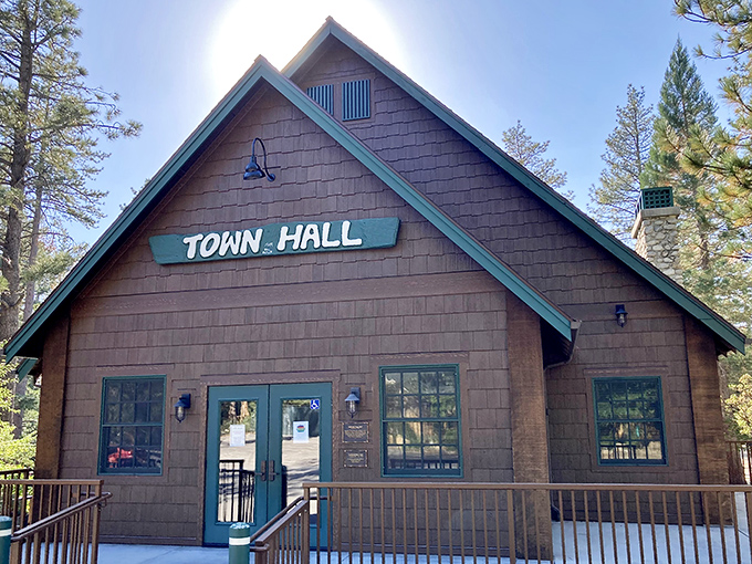 Small-town governance with big mountain character. Town Hall stands ready for community meetings and the occasional bear complaint.