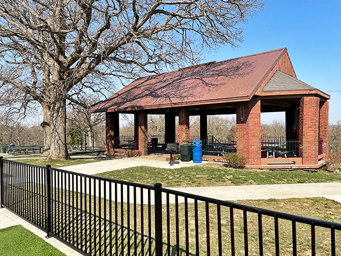 This park pavilion offers million-dollar views at public park prices—the kind of outdoor living room where community happens naturally.