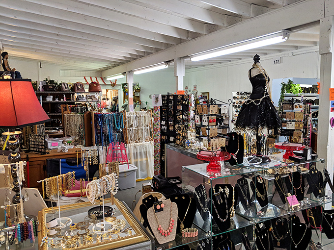 Jewelry displays that sparkle with possibility. One person's costume is another's treasure, all waiting for their second act.