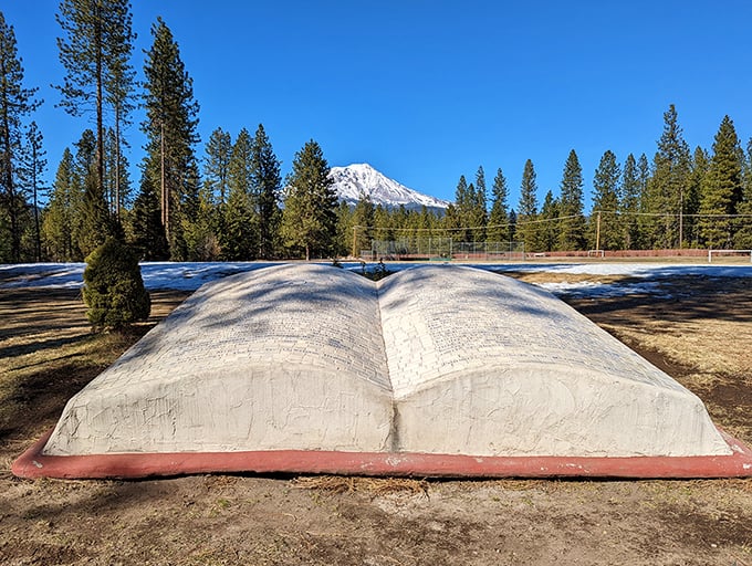 This giant stone book sculpture stands as proof that McCloud takes its stories seriously&mdash;both the ones in print and those lived daily.
